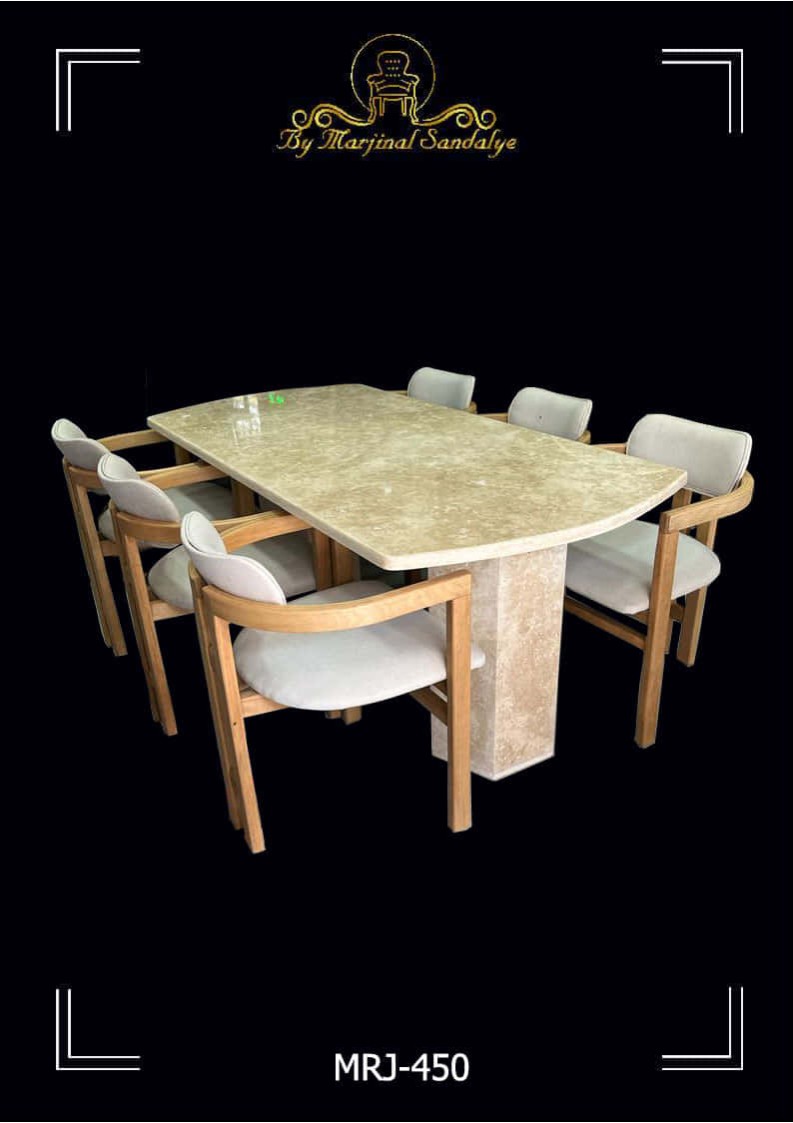 MRJ-450 Altı Sandalyeli Traverten Masa Sandalye Takımları Fiyat ve Modelleri